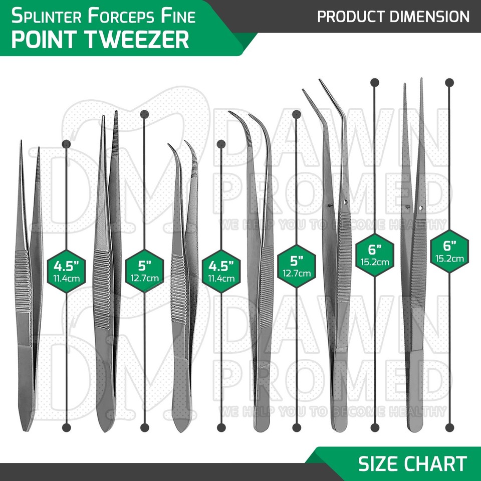 6 Pcs Splinter Forceps Fine Point Tweezer Surgical Instruments Set ...