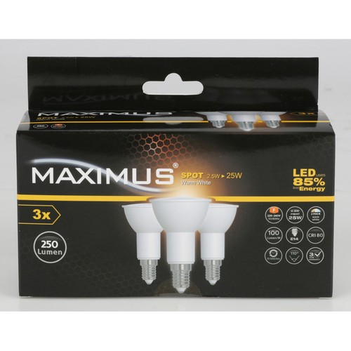 12x 3 Lampada LED Maximus E14 3er 2,5W 250lm 2700K Energieeffiziente ...