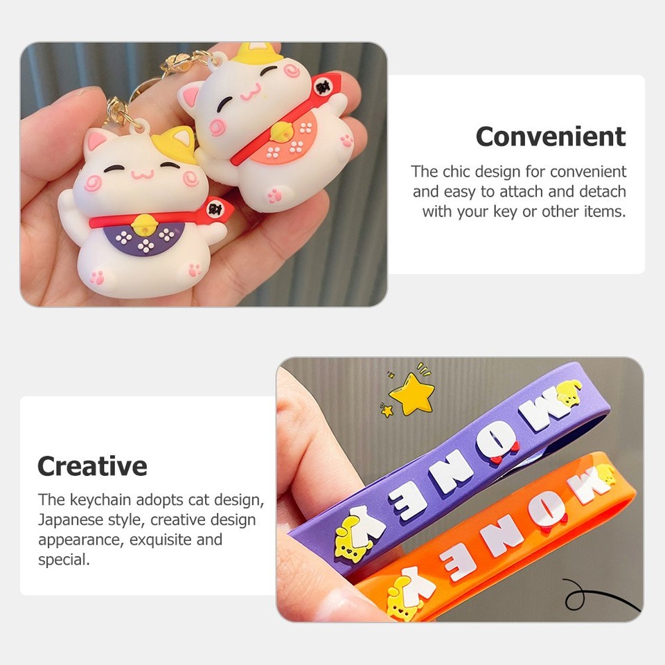 2pcs Fortune Cat Keyring Cat Keychain Pendant Japanese Style Fortune Cat Keyring | eBay UK