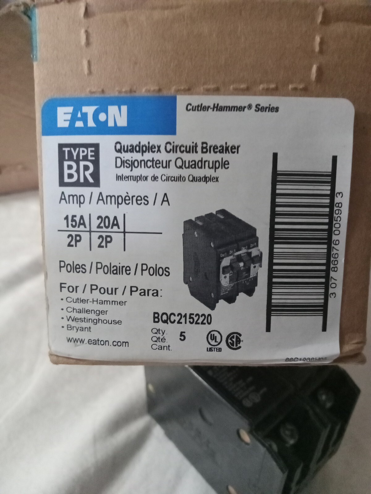 NEW Eaton Type BR Quadplex Circuit Breaker BQC215220💥Box of 5💥 | eBay