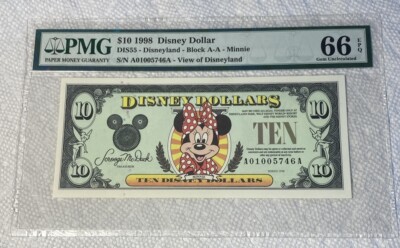$10 Minnie Mouse Dollar PMG GRADED 66 EPQ DIs55 Block A-A Disneyland | eBay