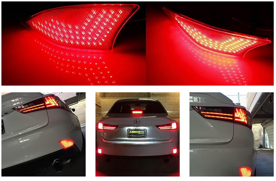 Red Lens Rear LED Bumper Reflector Signal Brake Light For Lexus IS250 ...