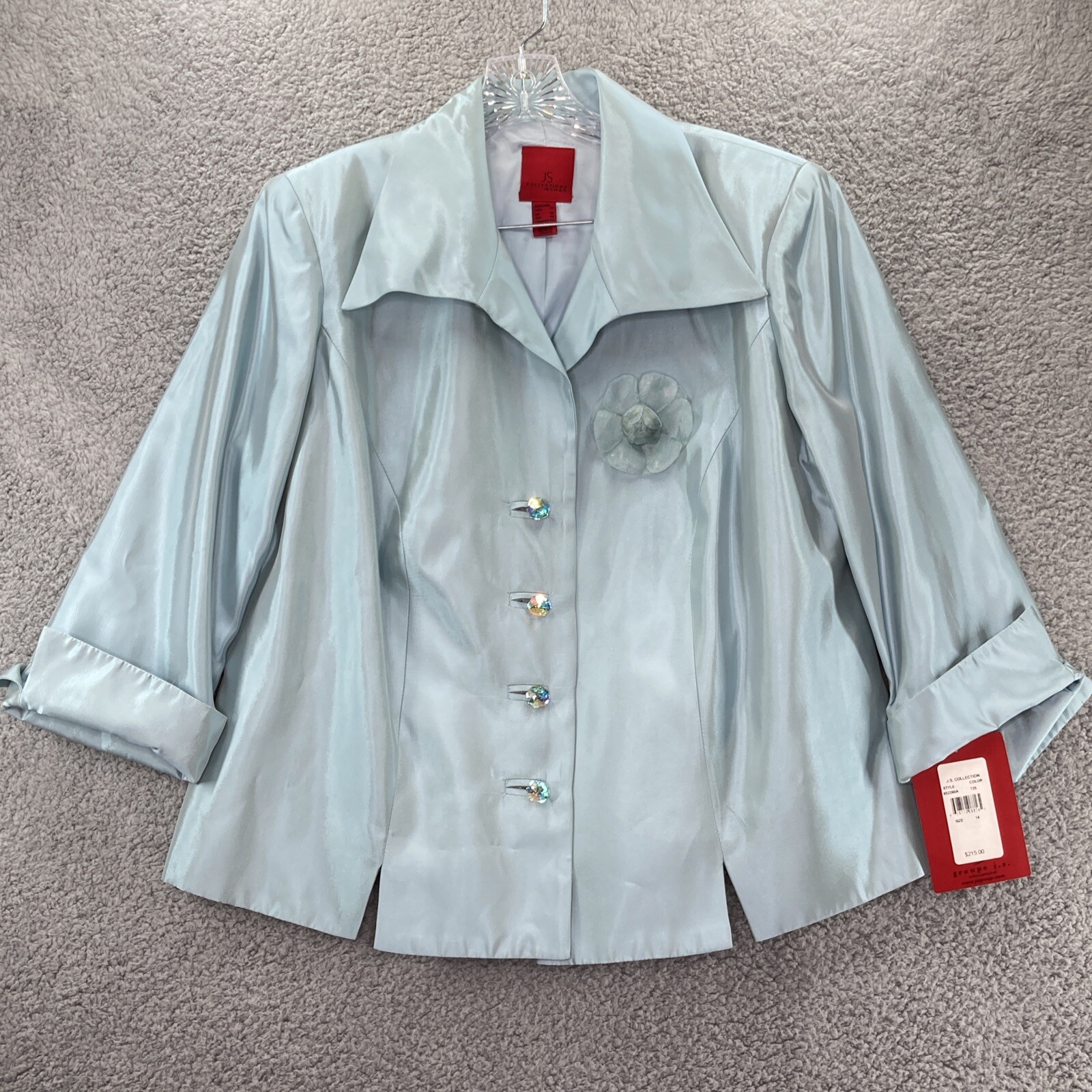 JS Collection Jacket Women's 14 Baby Blue V-Neck Eleg… - Gem
