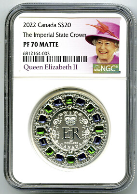 2022 $20 CANADA 1OZ SILVER PROOF NGC PF70 QUEEN ELIZABETH IMPERIAL ...