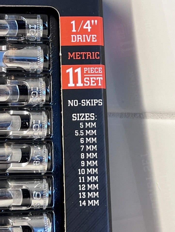 Icon 1/4"drive Metric 11 Piece Set Universal Joint Shallow Socket | eBay