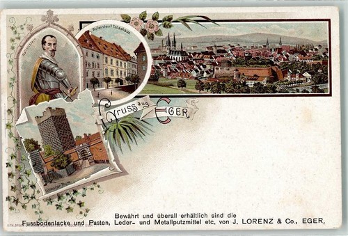 13247868 - Cheb Wallenstein Todeshaus Schwarzer Turm Kirche Blumen Efau ...