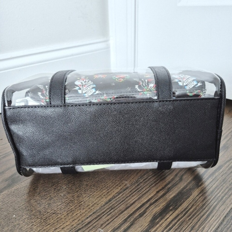 Women's Ed Hardy Love Kills Clear/Black Satchel Bag Emo Gift Summer ...