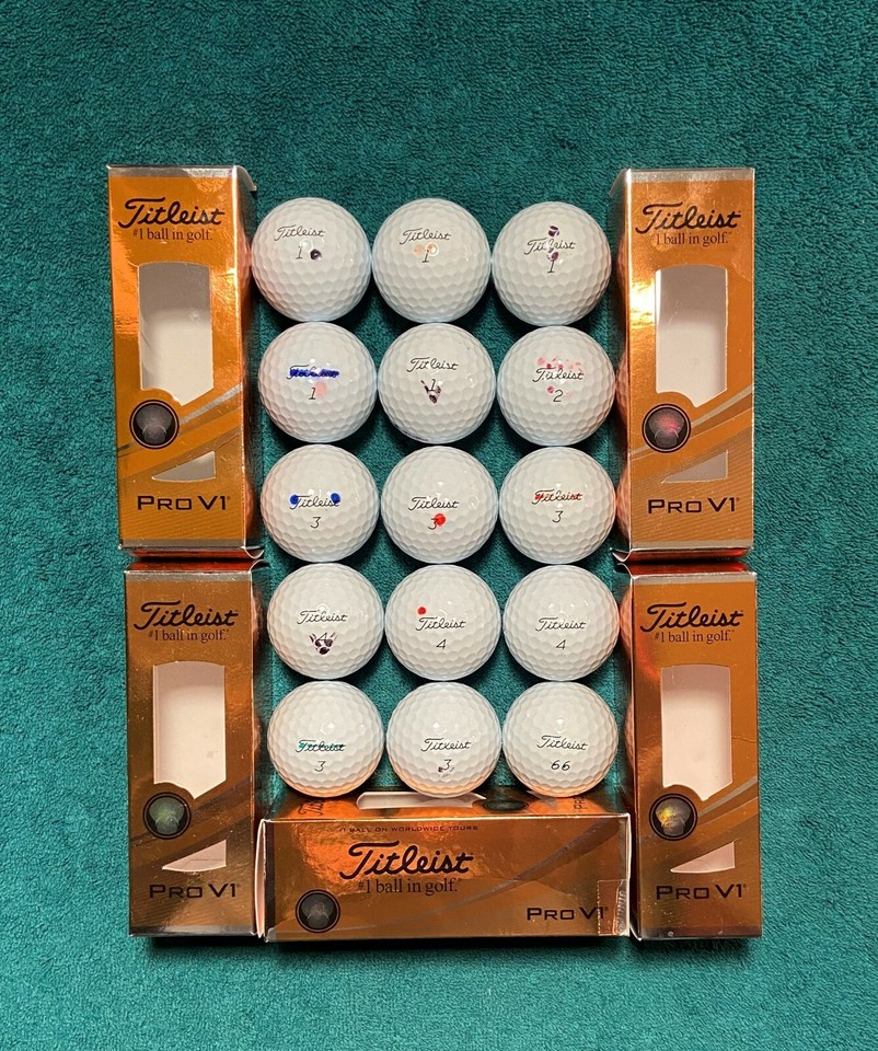 15 Titleist 2017 Pro V1 Golf Balls =Player Ink=No Logo=Condition Rated ...