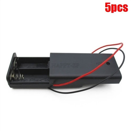 5Pcs 2 Aa 2A Battery Holder Box Case With On/Off Switch/Cover 2Aa ...