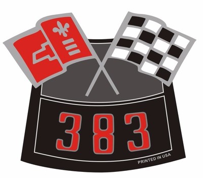 383 FLAGS Chrome Air Cleaner Decal | Chevy Truck Camaro Chevelle Nova
