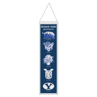 BYU Cougars NCAA Heritage Banner Embroidered Wool 8" X 32" | eBay