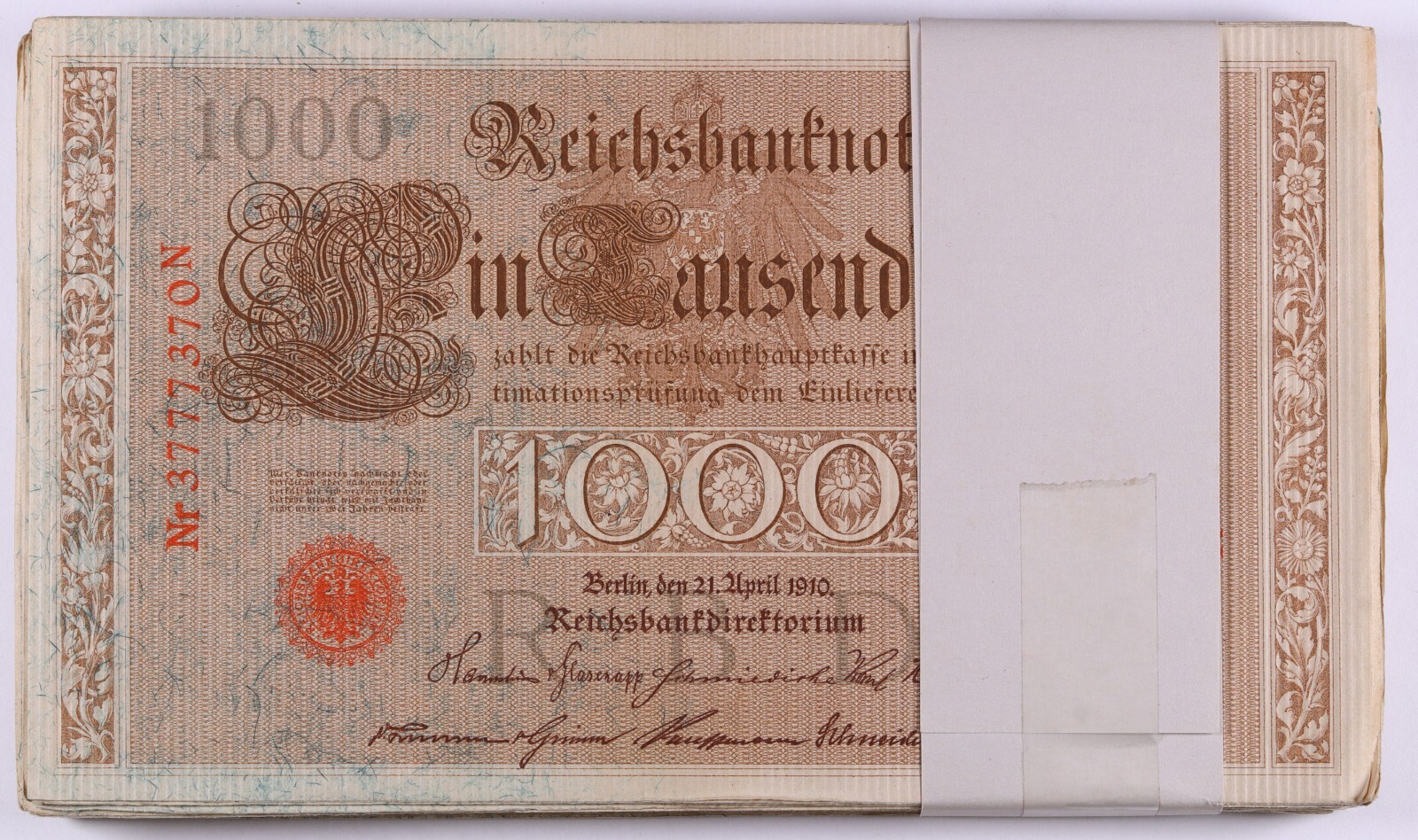 German 1000 Mark Reichsbanknote BERLIN April 1910 ,Circulated (100 ...