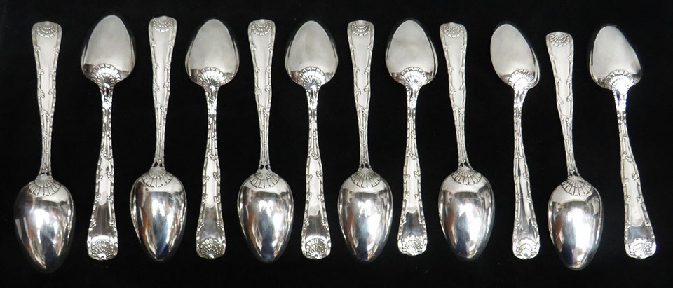 TIFFANY & CO WAVE EDGE (12) STELRING SILVER 8 5/8" TABLESPOON / DESSERT ...