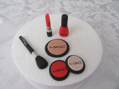Edible Handmade MAC Make up Cake Topper Fondant Girls Decoration Set ...