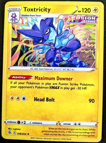 Toxtricity Holo Rare Pokemon Fusion Strike TCG Card 108/264 | eBay