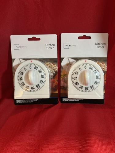2 Mainstays Kitchen Timer Mechanical White 1-60 MINUTES Easy-to-Read ...