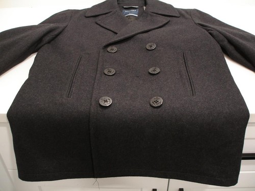Nautica Mens S Double Breasted Peacoat Charcoal Gray Anchor Buttons Pea ...