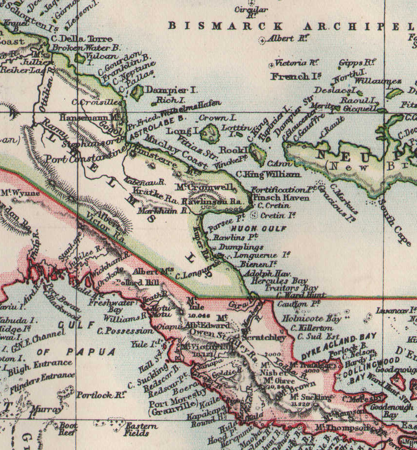 1900 VICTORIAN MAP ~ NEW GUINEA BRITISH DUTCH GERMAN POSSESSIONS ...