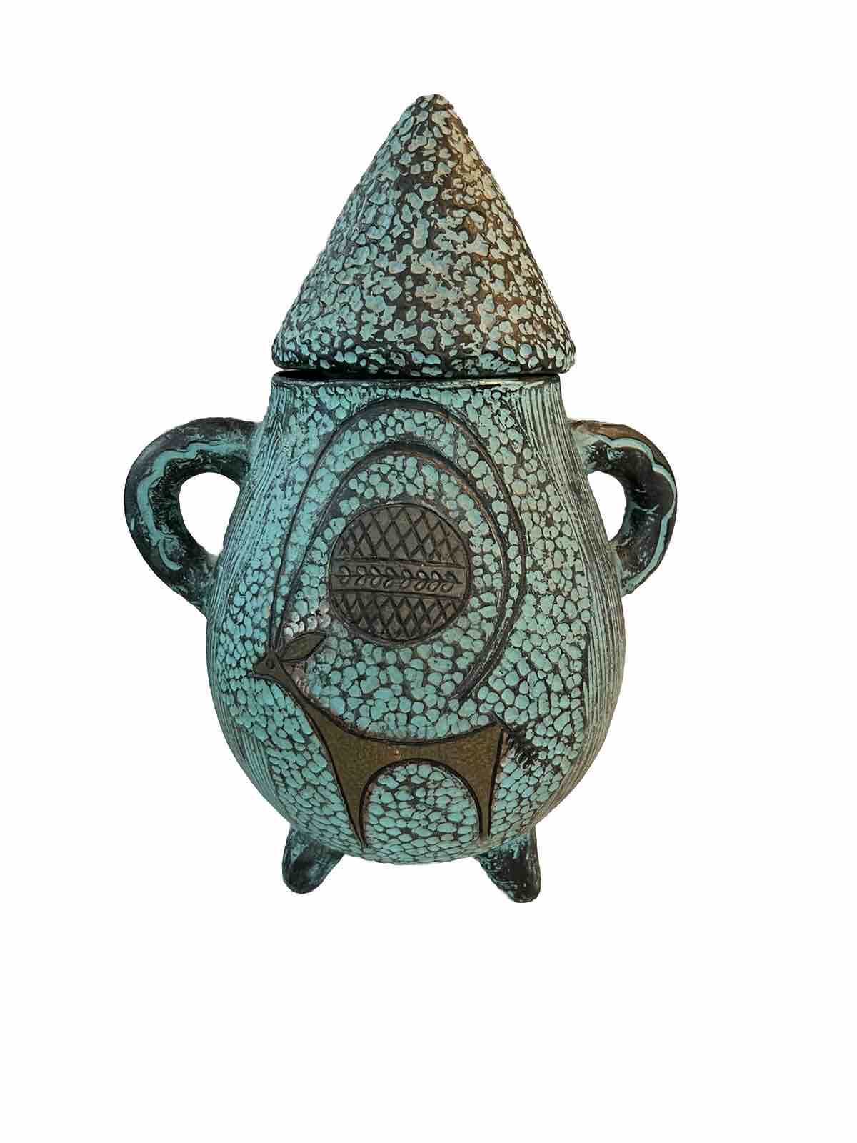 Vintage Southwestern OOAK Handmade Lidded Pottery Vessel ~ Antelope ...