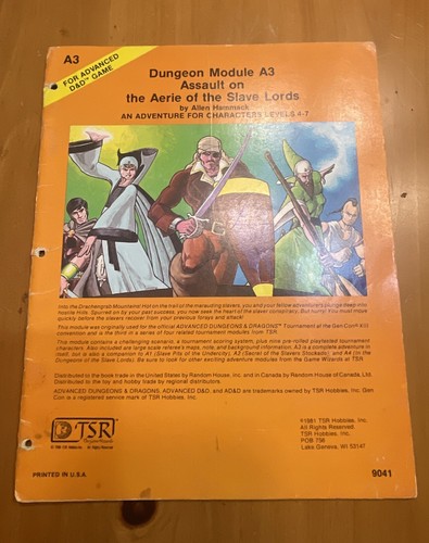 Dungeon Module A3 Assault On The Aerie Of The Slave Lords Levels 4-7 ...