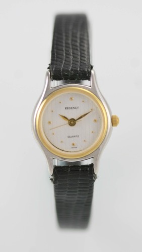 Regency Womens Watch Stainless Steel Gold Silver Black Leather Batt ...