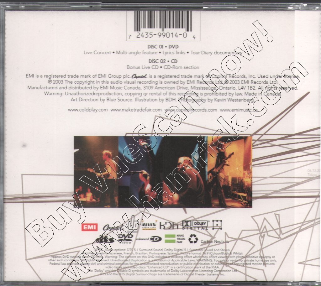 Coldplay Live 2003 CD/DVD Europe Capitol 2003 DVD + CD set 724359901404 ...