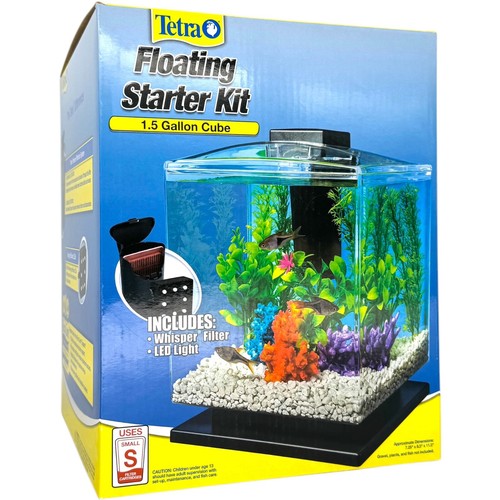 Tetra 1.5-Gallon Cube Floating Aquarium Starter Kit / Whisper Filter ...