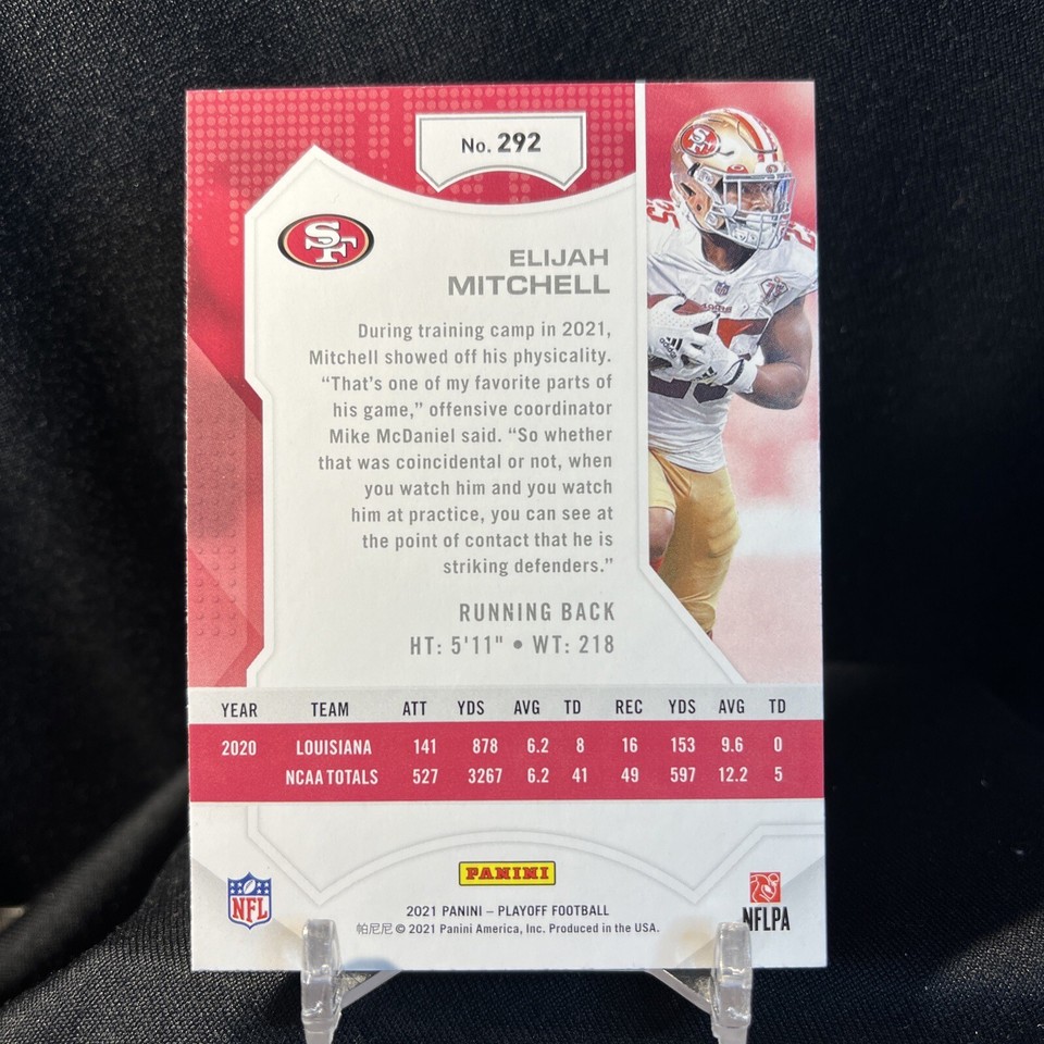 2021 Playoff Football Elijah Mitchell RC Base Rookie San Francisco ...