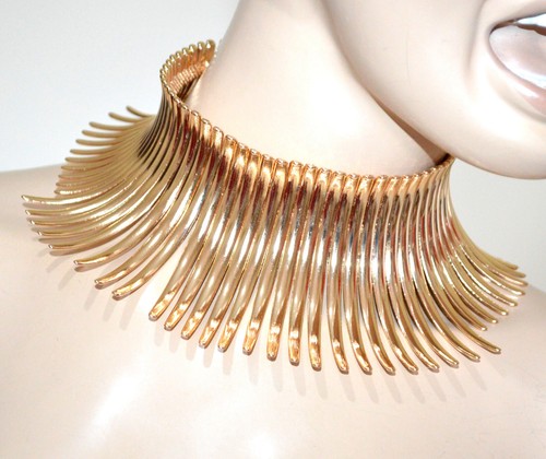 Collier ras de cou femme or doré métal rigide chaîne élégante wedding ...