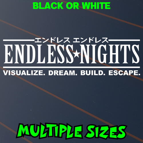 Endless Nights Sticker Car Decal Window Banner JDM Turbo Drift Race Jap ...