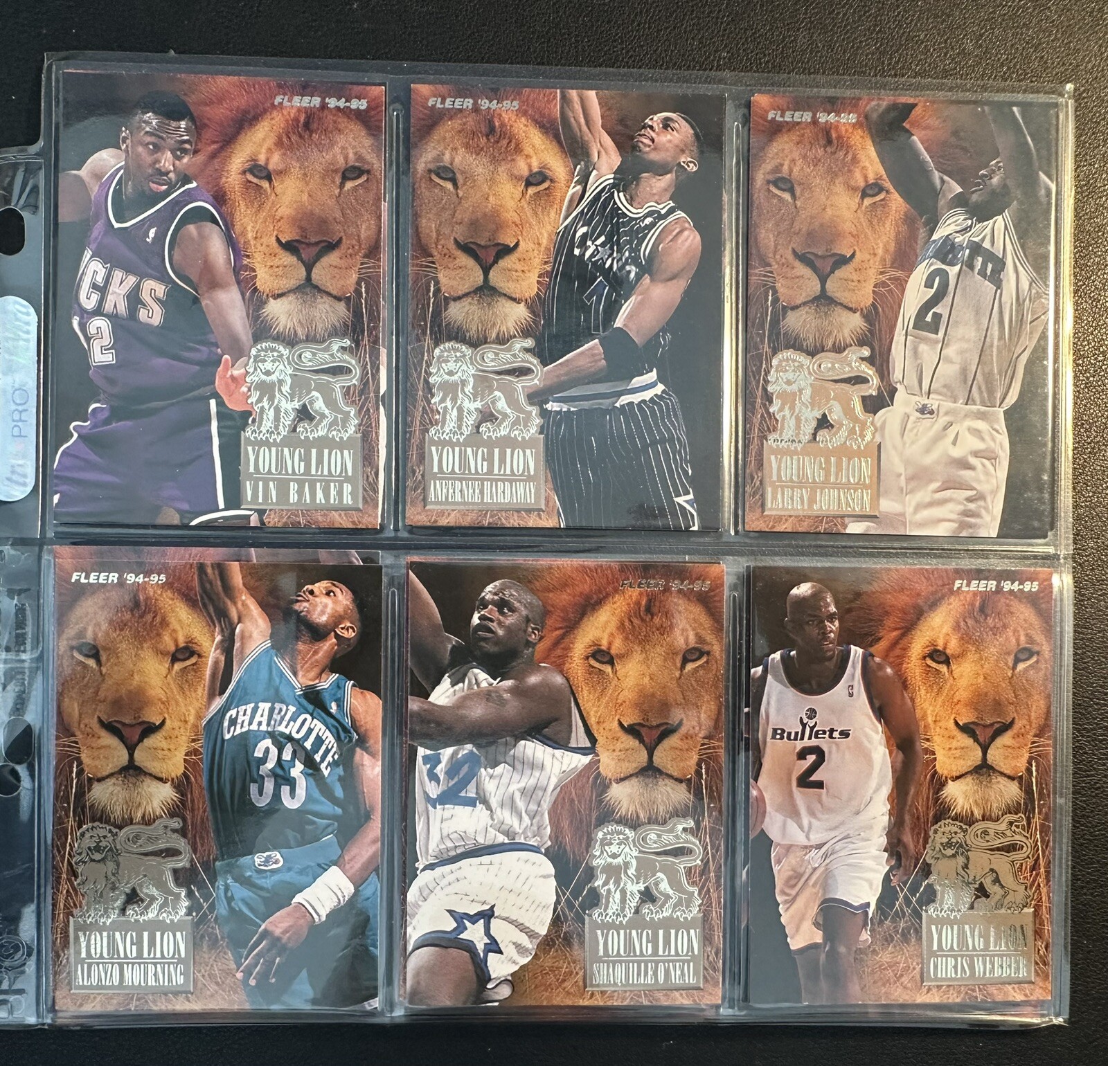 1994-95 Fleer YOUNG LION Complete Insert Set #1-6 Penny,Shaq,Webber ...