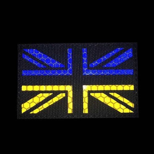 Reflective IR British UK Flag Union Ukraine Ukrainian Flag Support Hook ...