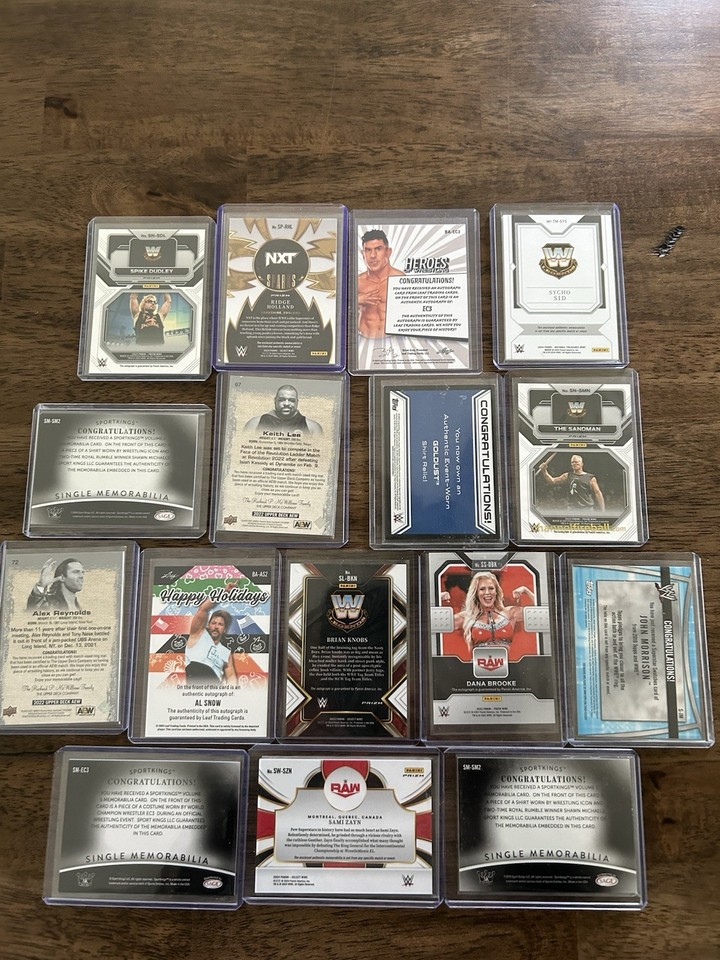 16 WWE AEW TNA Auto Autograph Relic Shawn Michaels Sandman Spike Dudley ...