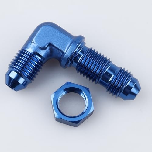 -3 AN Male Flare 90 Degree Bulkhead Fitting Adapter Aluminum Blue 3AN ...