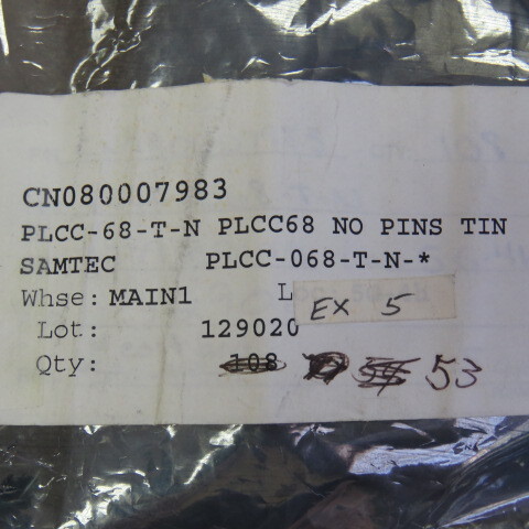SAMTEC PLCC-068-T-N Qty of 16 per Lot Conn PLCC Socket SKT 68 POS 1 ...
