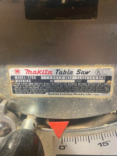 Vintage Makita 2708 Table Saw 8.25" Blade 115V 4500 RPM Made in Japan ...