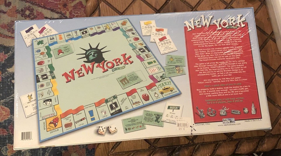 NEW SEALED New York In A Box Monopoly Game LANDMARK EDITION Late For ...