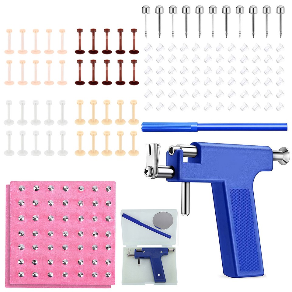208PCS Professional Ear PIERCING GUN Body Nose Navel Tool Kit Set ...