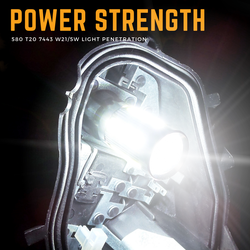 580 T20 Led Reverse Side Light W21/5w Super White Fog Brake DRL 7443 ...