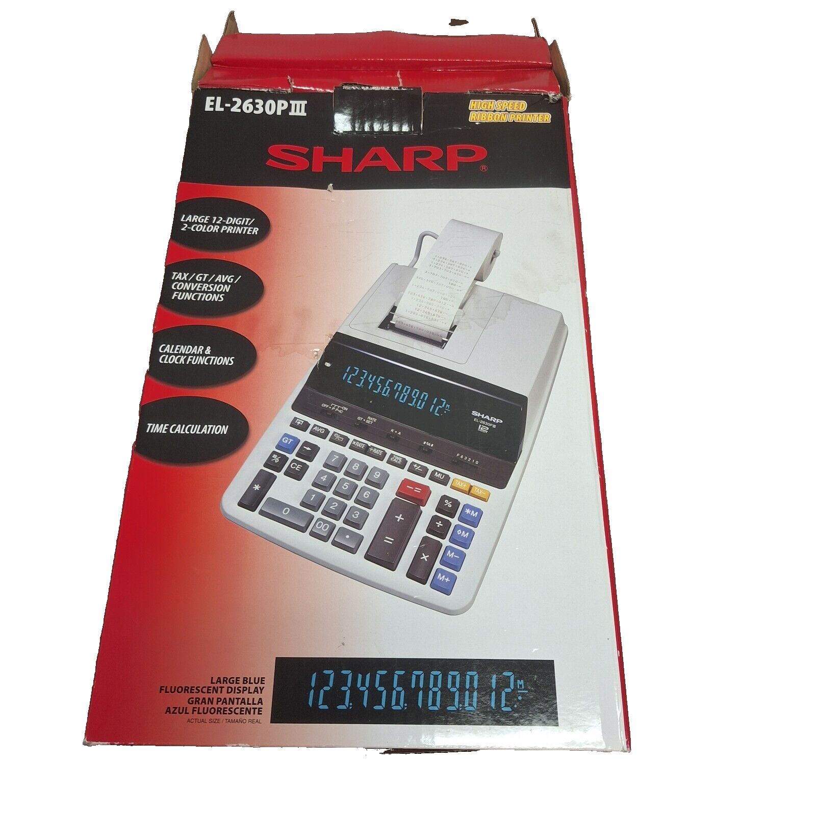Sharp EL-2630PIII Printing Calculator 12 Digit Adding Machine Tax ...