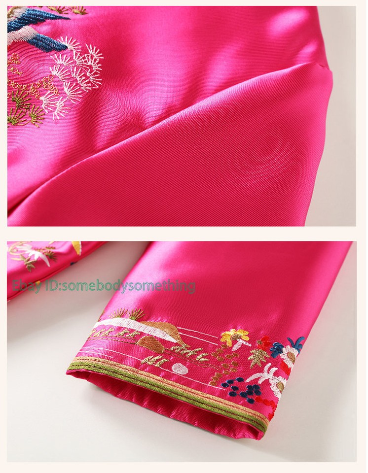 Womens Embroidered Tang Short Jackets Silk Retro Single Short Coat ...