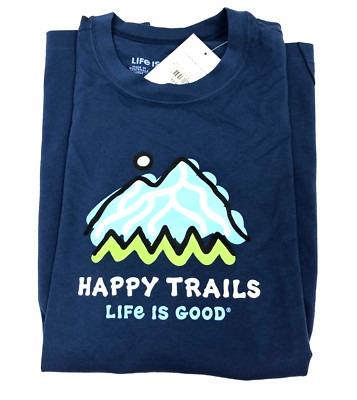 Men's Life is Good Short Sleeve T Shirt Large Mountains Happy Trail | eBay