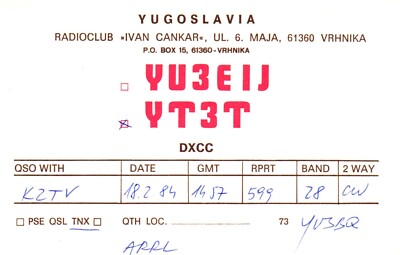 Vrhnika Yugoslavia YT3T QSL Radio Card Postcard | eBay