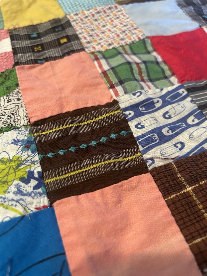 Vintage Hand Stitched Quilt Topper Patchwork 84x70” Unfinished Feedsack ...