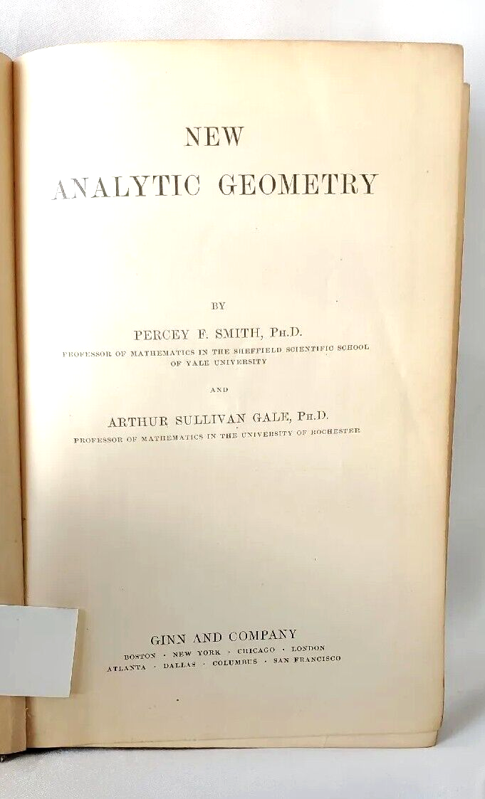 ANTIQUE - NEW ANALYTIC GEOMETRY- SMITH AND GALE 1912 CLOTH OVER ...