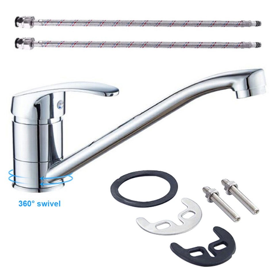 Caravan Mixer Tap W/12mm Push Fit Tail 400mm Tube For Motorhome Camper ...