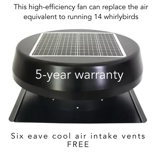 25 watt solar roof vent attic extraction exhaust fan + 6 eave intake ...