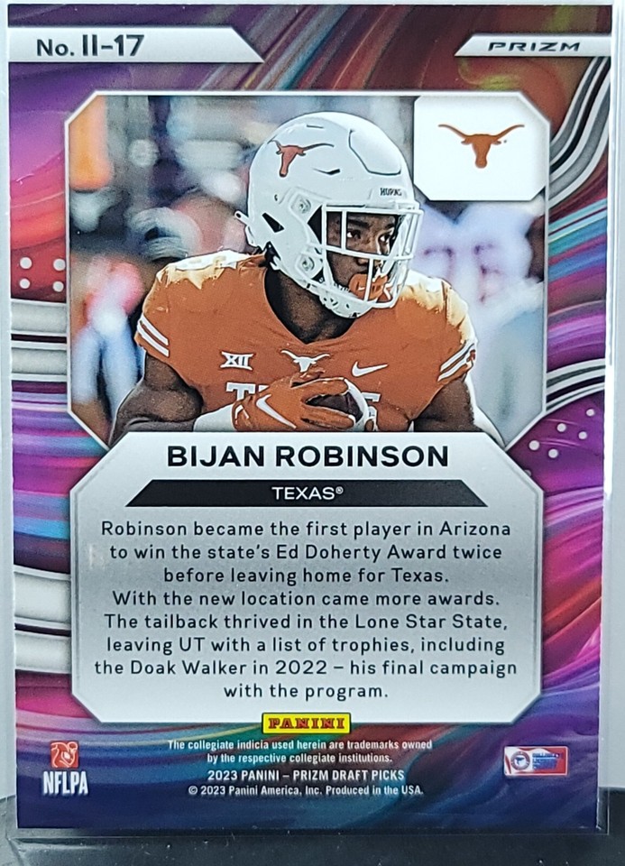 2023 Panini Prizm Draft Picks Instant Impact Bijan Robinson Rookie Card ...
