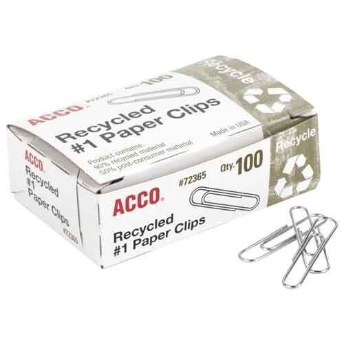 ACCO Brands Lot/2 Recycled #1 Paper Clips Metal 100/Box School Office ...