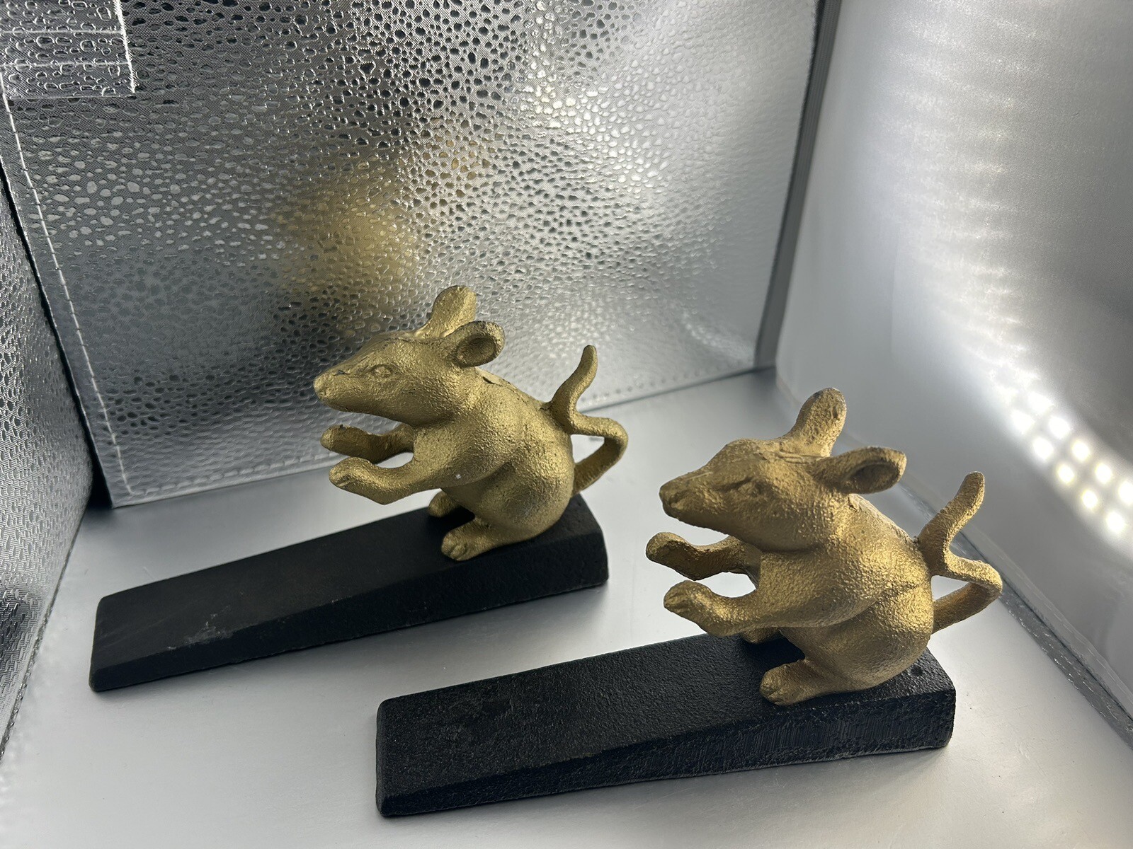 Gold Mouse Door Stopper Brushed Cast Iron Metal Set Of 2 | eBay